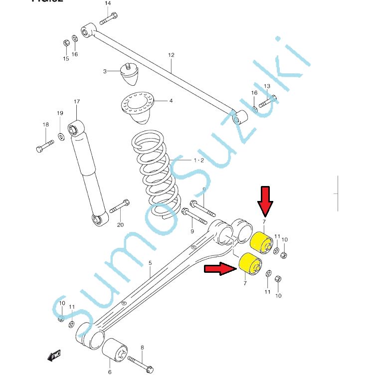 Suzuki Samurai szilent hátsó lengőkar hátsó 46282-81A00 - Su