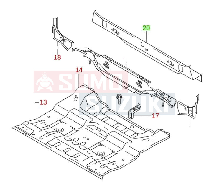 Suzuki Jimny padlólemez merevítő 62511-81A01 - Sumo Suzuki W
