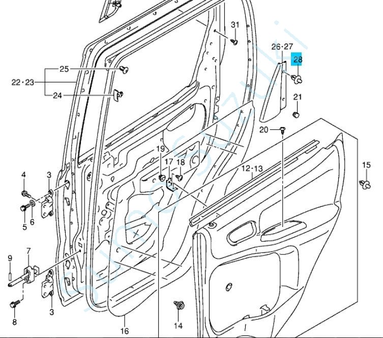 Suzuki ajtó kárpit patent szürke 09409-06314-P4Z-SE - Sumo S