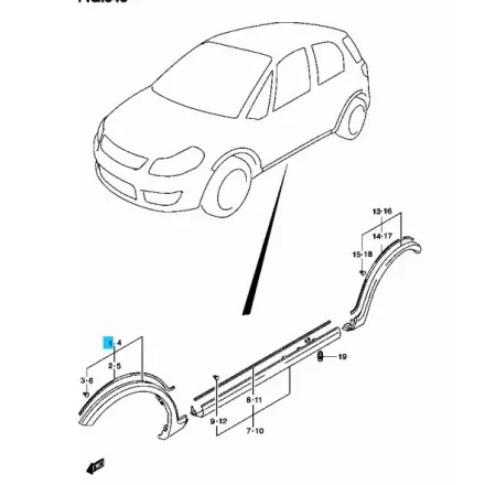 Suzuki Swift 2005-> SX4 díszléc, küszöb borítás patent bo
